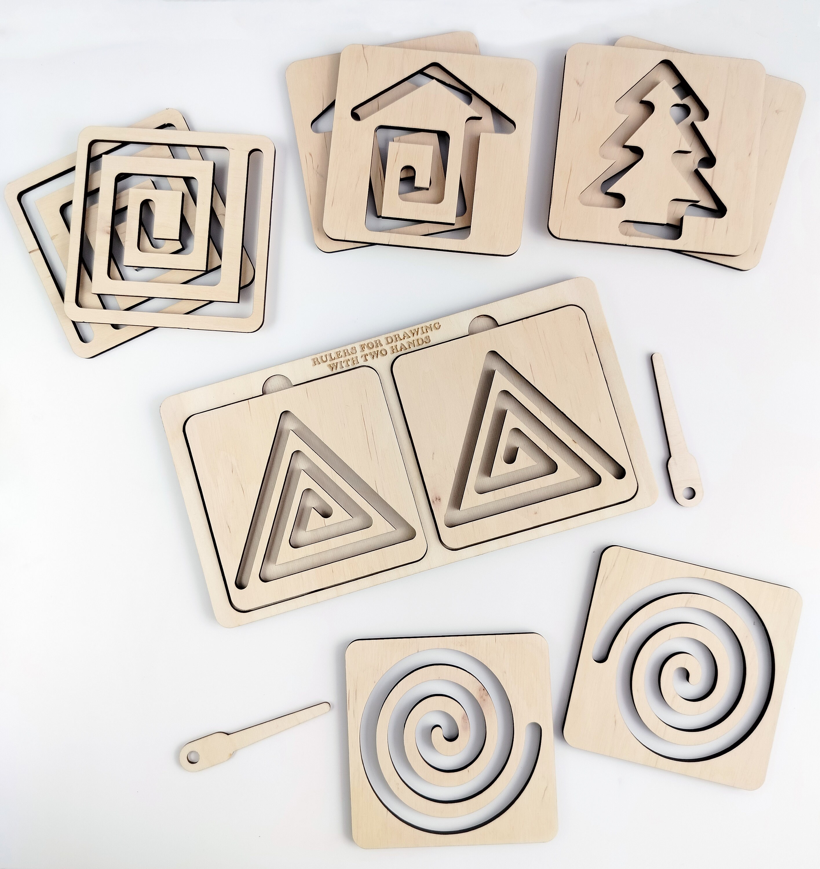 Rulers for Drawing With Two Hands, Wooden Montessori Educational Kids ...