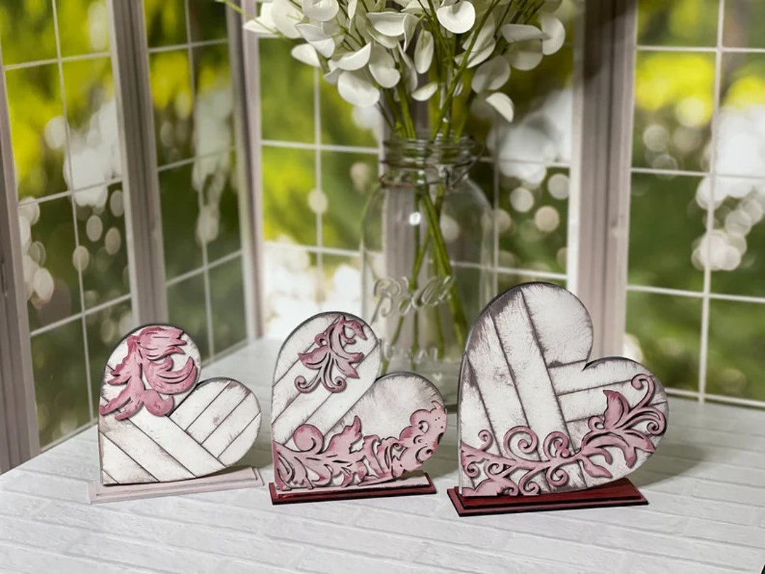 Flourish Farmhouse Style Hearts, Set of 3, Valentines Day Decor ...