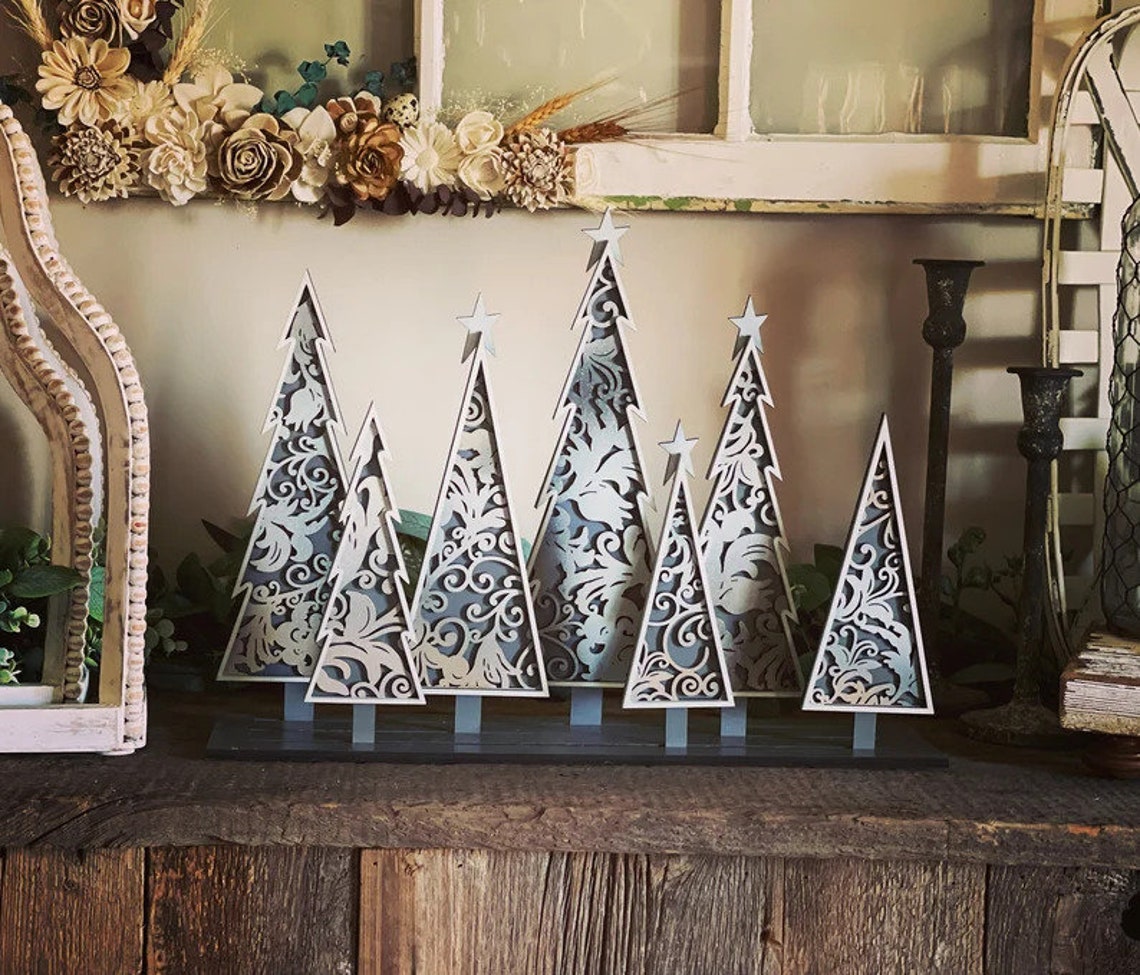 Flourish Farmhouse Christmas Tree, Set of 7, Christmas Ornaments ...