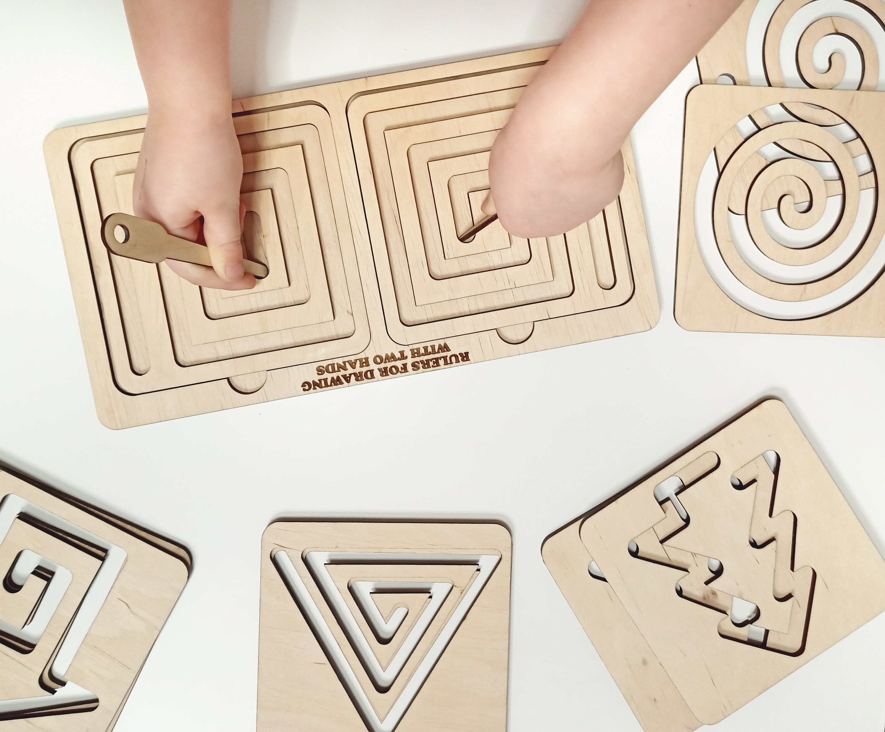 Rulers for Drawing With Two Hands, Wooden Montessori Educational Kids ...