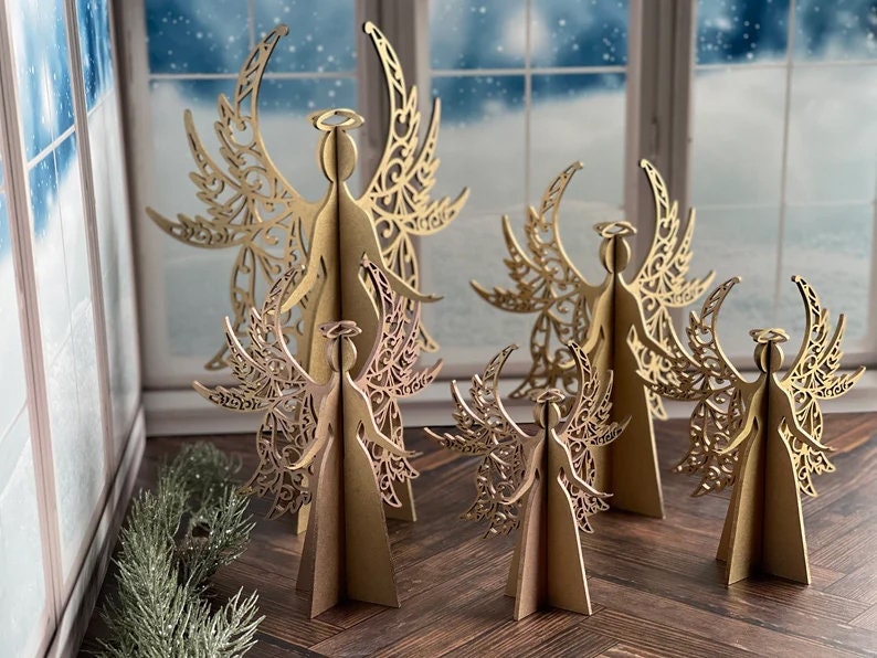 3D Angels, Angel Figurine, Christmas Angel, Set of 5, Home Decor ...