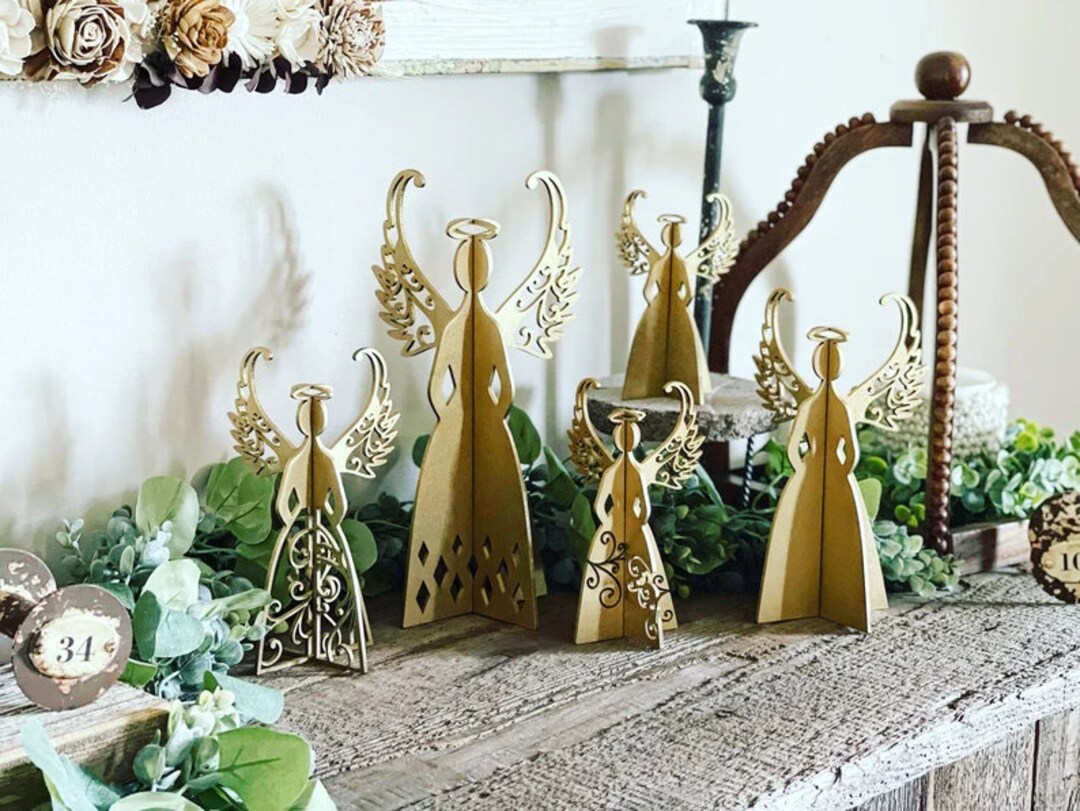 3D Angels, Angel Figurine, Christmas Angel, Set of 5, Home Decor - Etsy