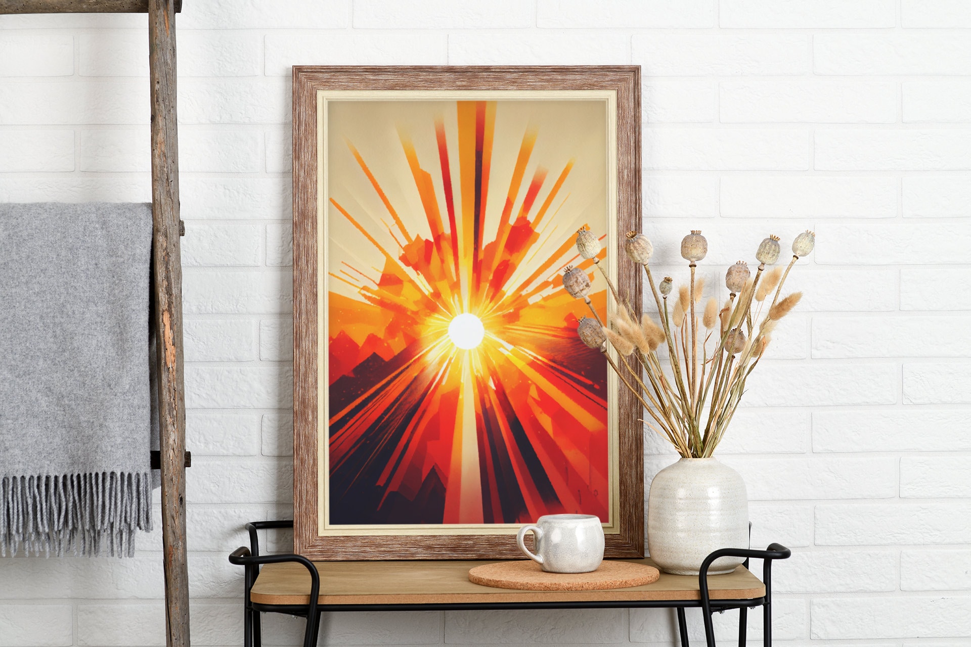 Geometric Sunrays Artwork Printable, Burnt Orange, Sunshine Poster ...
