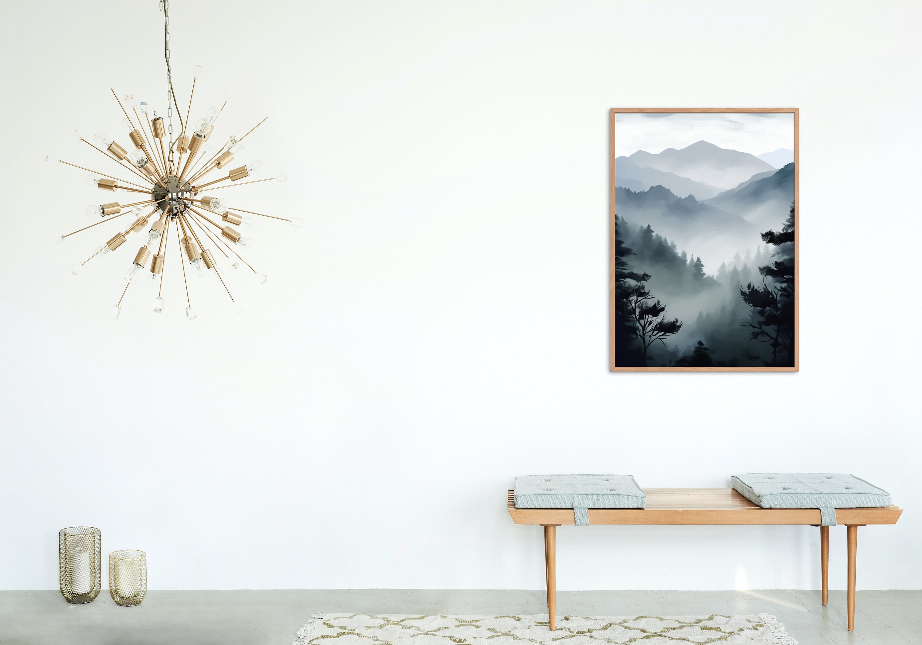Foggy Mountain Art, Serene Prints, Monochrome Wall Art, Calming Corner ...