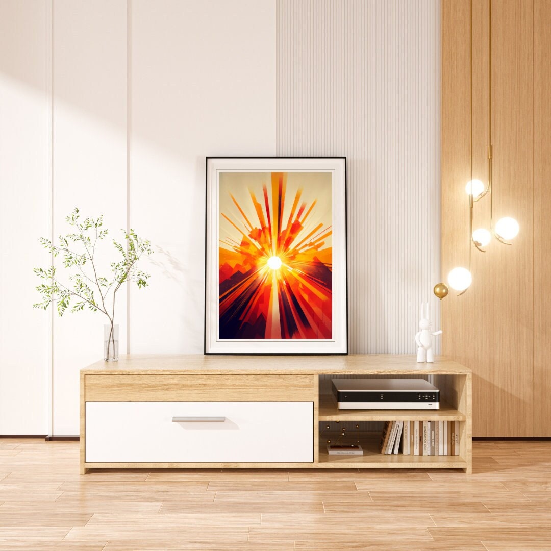 Geometric Sunrays Artwork Printable, Burnt Orange, Sunshine Poster ...