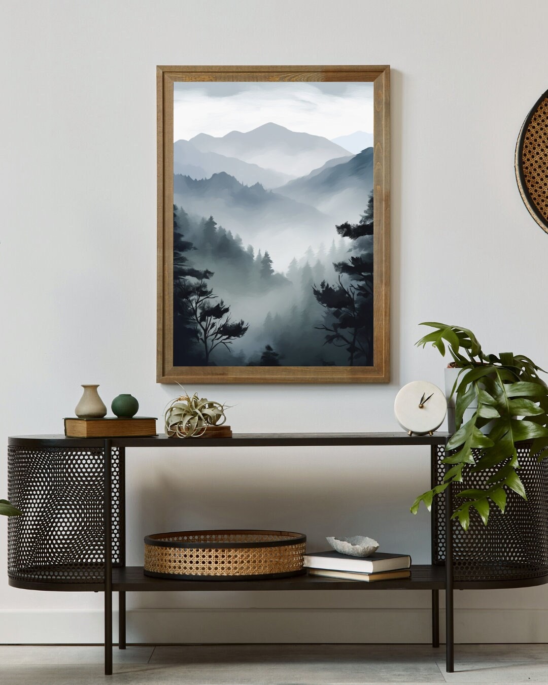 Foggy Mountain Art, Serene Prints, Monochrome Wall Art, Calming Corner ...