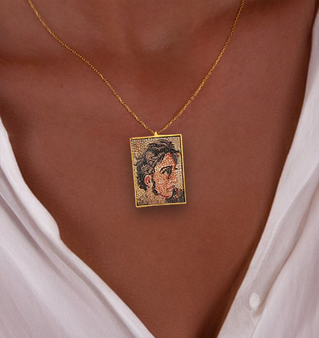 Alexander the Great Silver Mosaic Necklace. Silver Rectangle Necklace ...