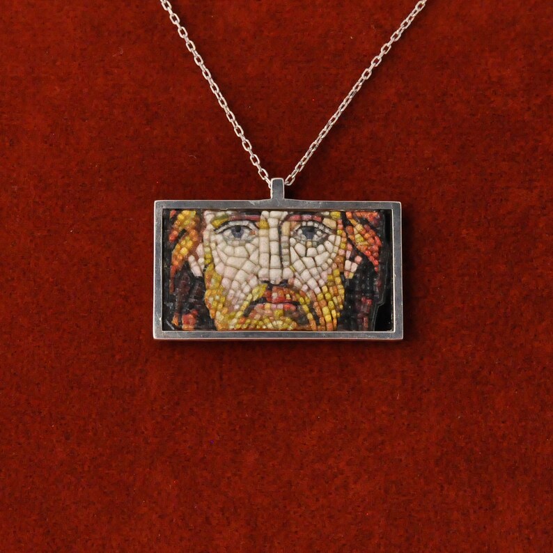 Silver Micro Mosaic Jesus Christ Chain Necklace Medium MZ18-0120 ...
