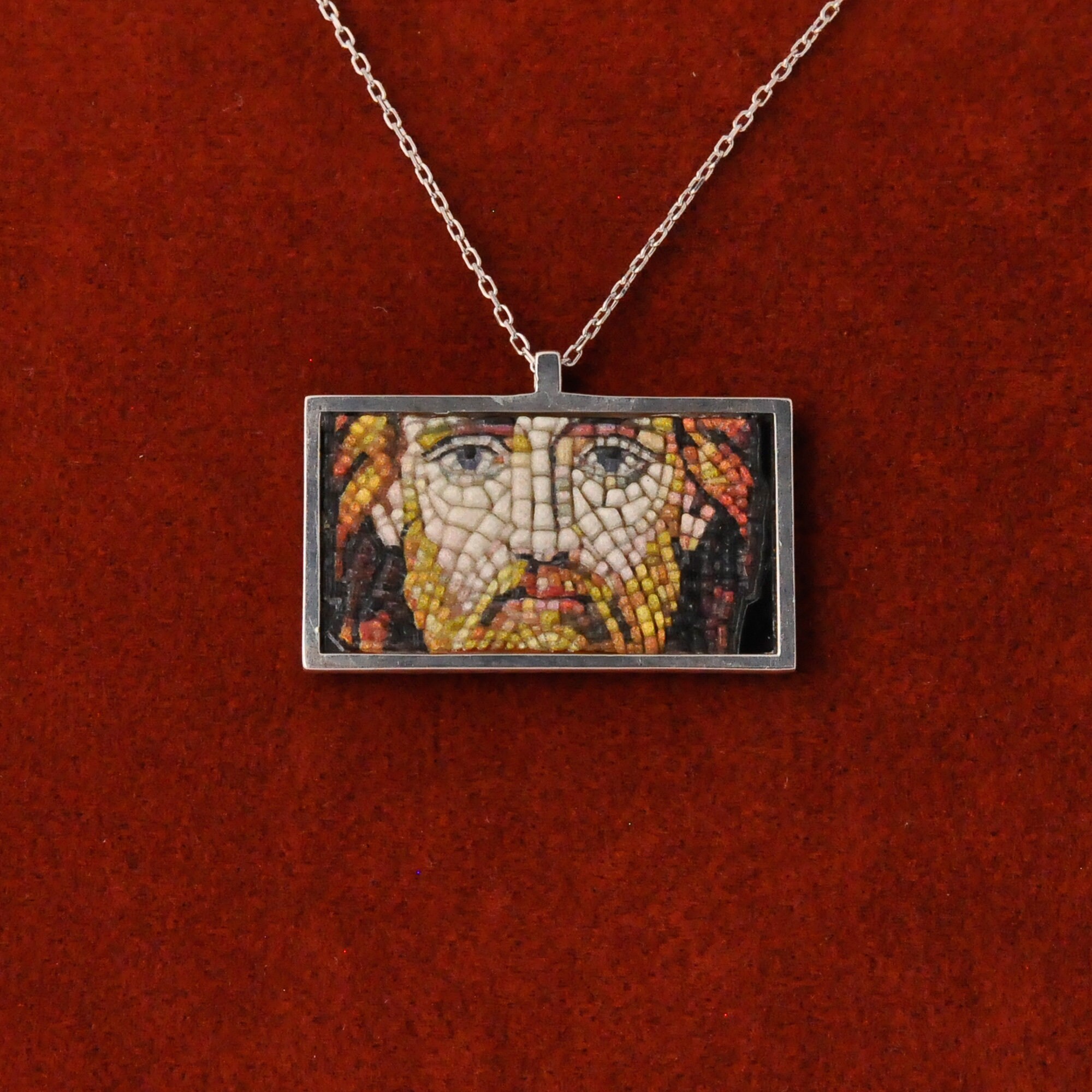 Silver Micro Mosaic Jesus Christ Chain Necklace Medium MZ18-0120 ...