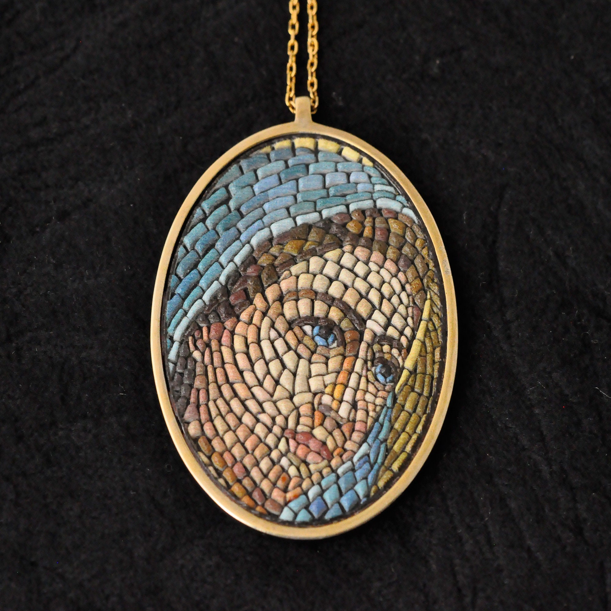 Virgin Mary Chain Necklace Micro Mosaic Medium Silver - Etsy