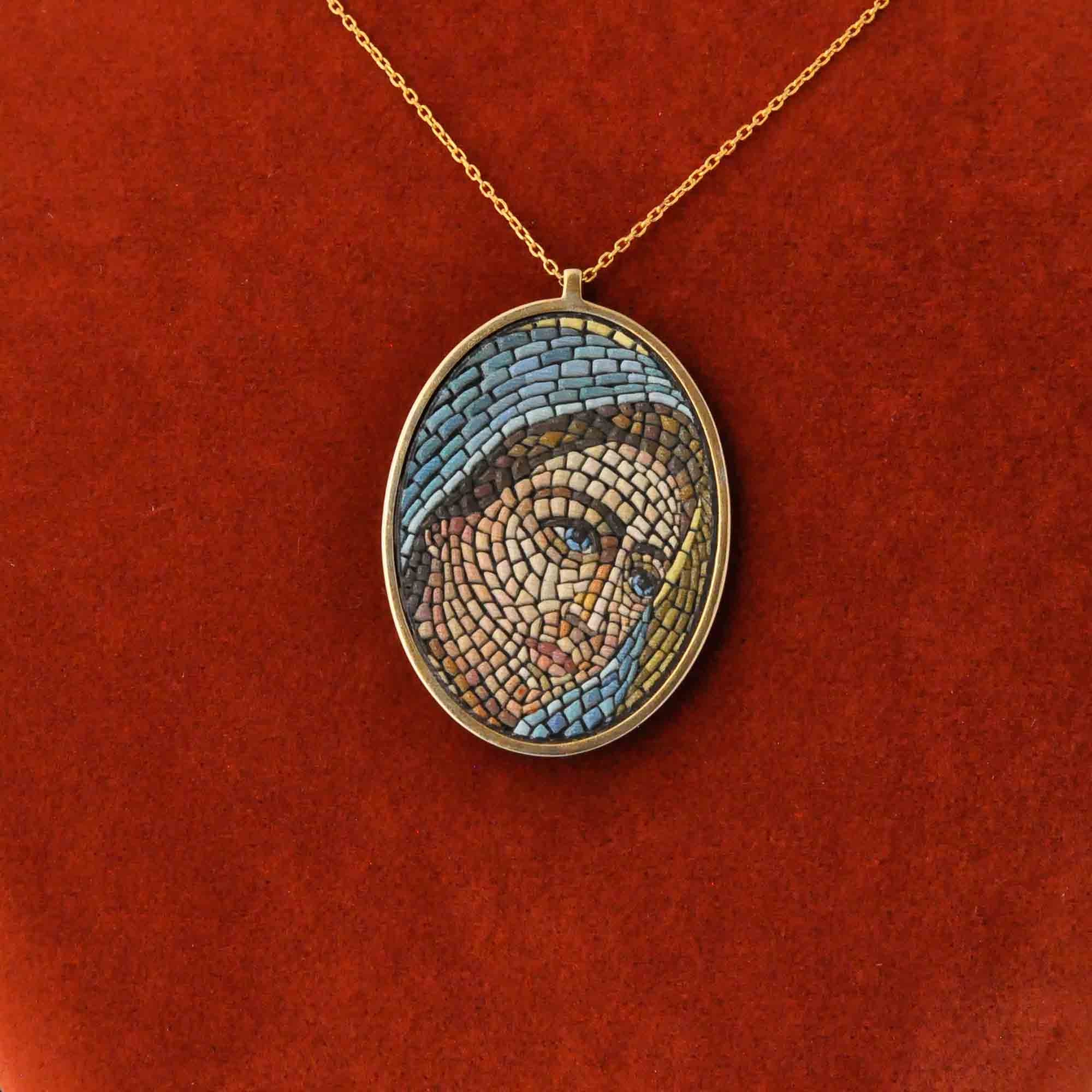 Virgin Mary Chain Necklace Micro Mosaic Medium Silver - Etsy