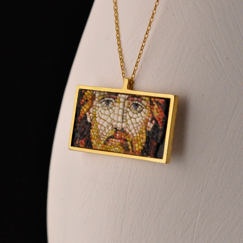 Silver Micro Mosaic Jesus Christ Chain Necklace Medium MZ18-0120 ...