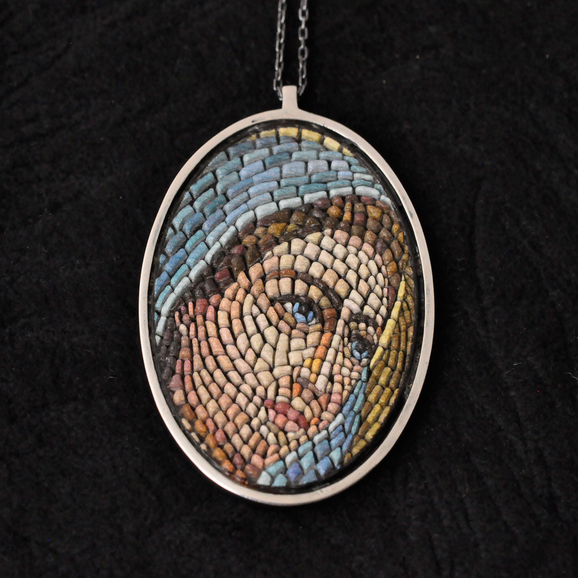 Virgin Mary Chain Necklace Micro Mosaic Medium Silver - Etsy