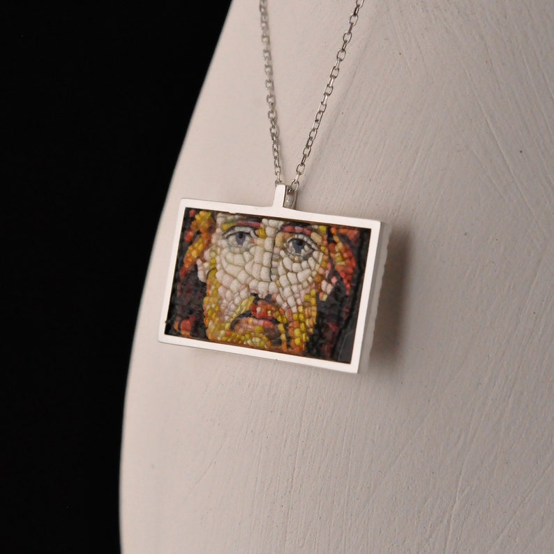 Silver Micro Mosaic Jesus Christ Chain Necklace Medium MZ18-0120 ...