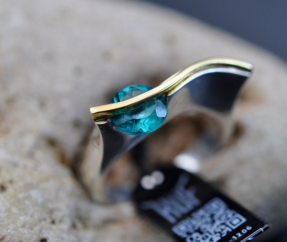 Nano Green Tourmaline Ring, Handmade Minimalist Green Ring, October ...