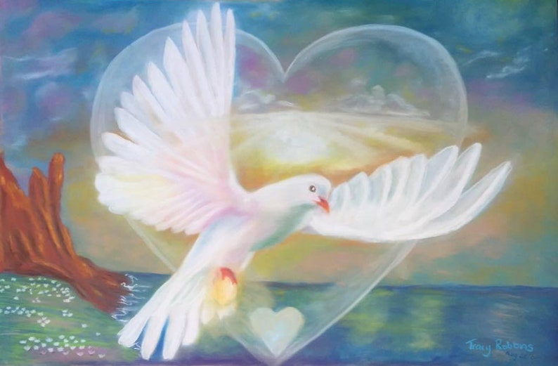 A4 or A3 Art Print- Healing Art - Illumination (dove Flying Through ...