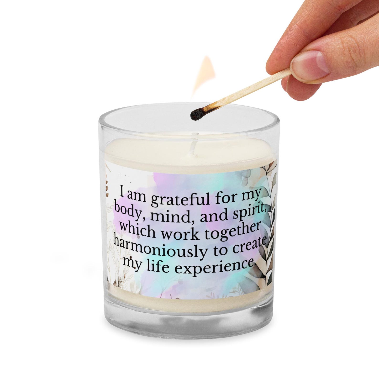 Gratitude Affirmation Candle, "i Am Grateful for My Body, Mind ...