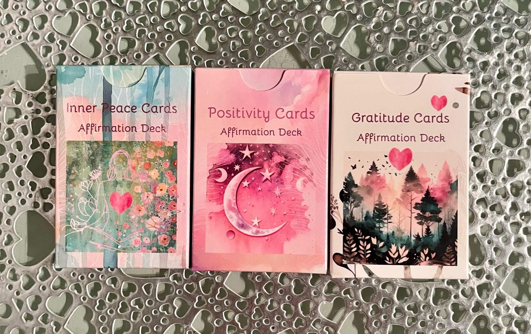 Set of 3 X Affirmation Card Decks: Gratitude Cards, Positivity Cards ...