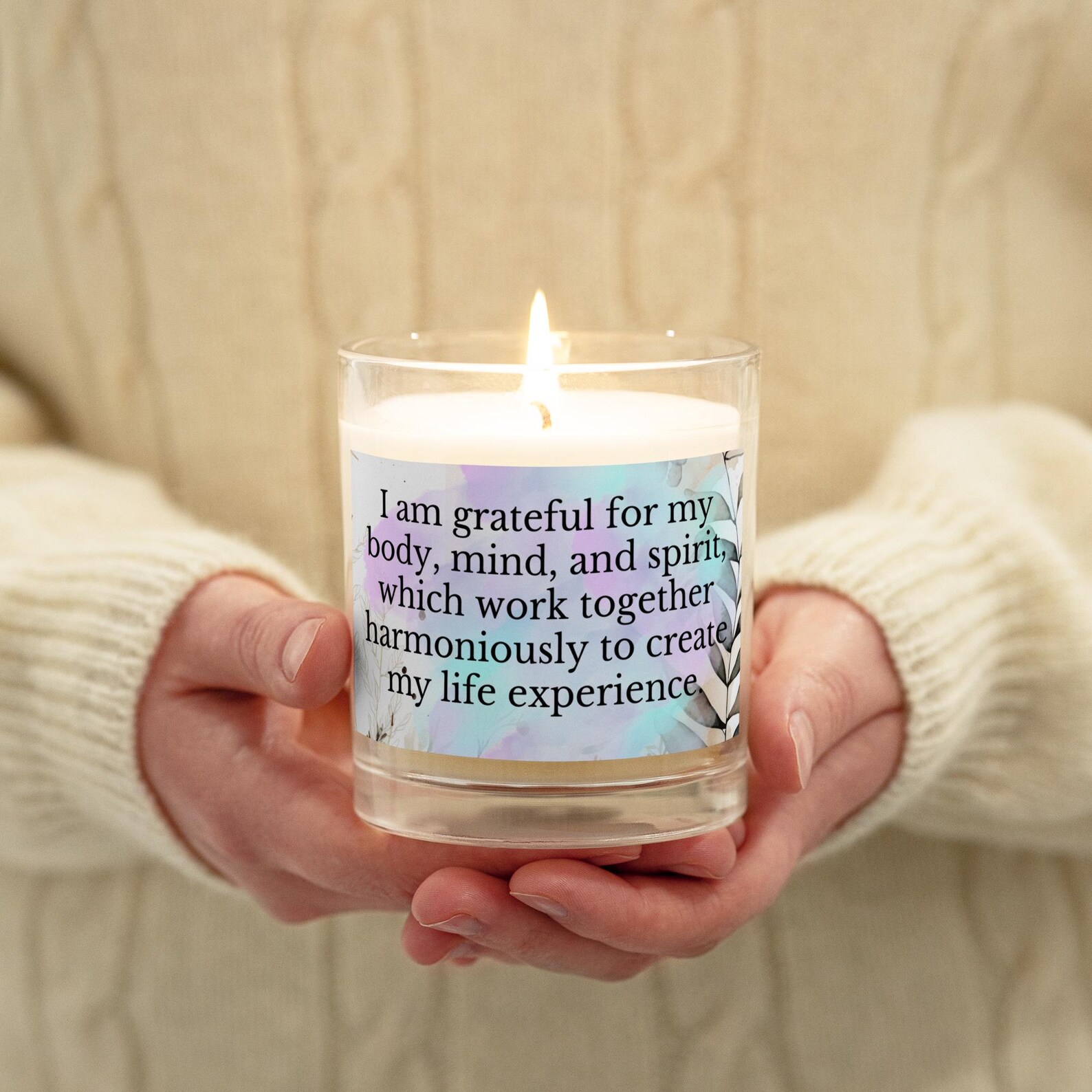 Gratitude Affirmation Candle, "i Am Grateful for My Body, Mind ...