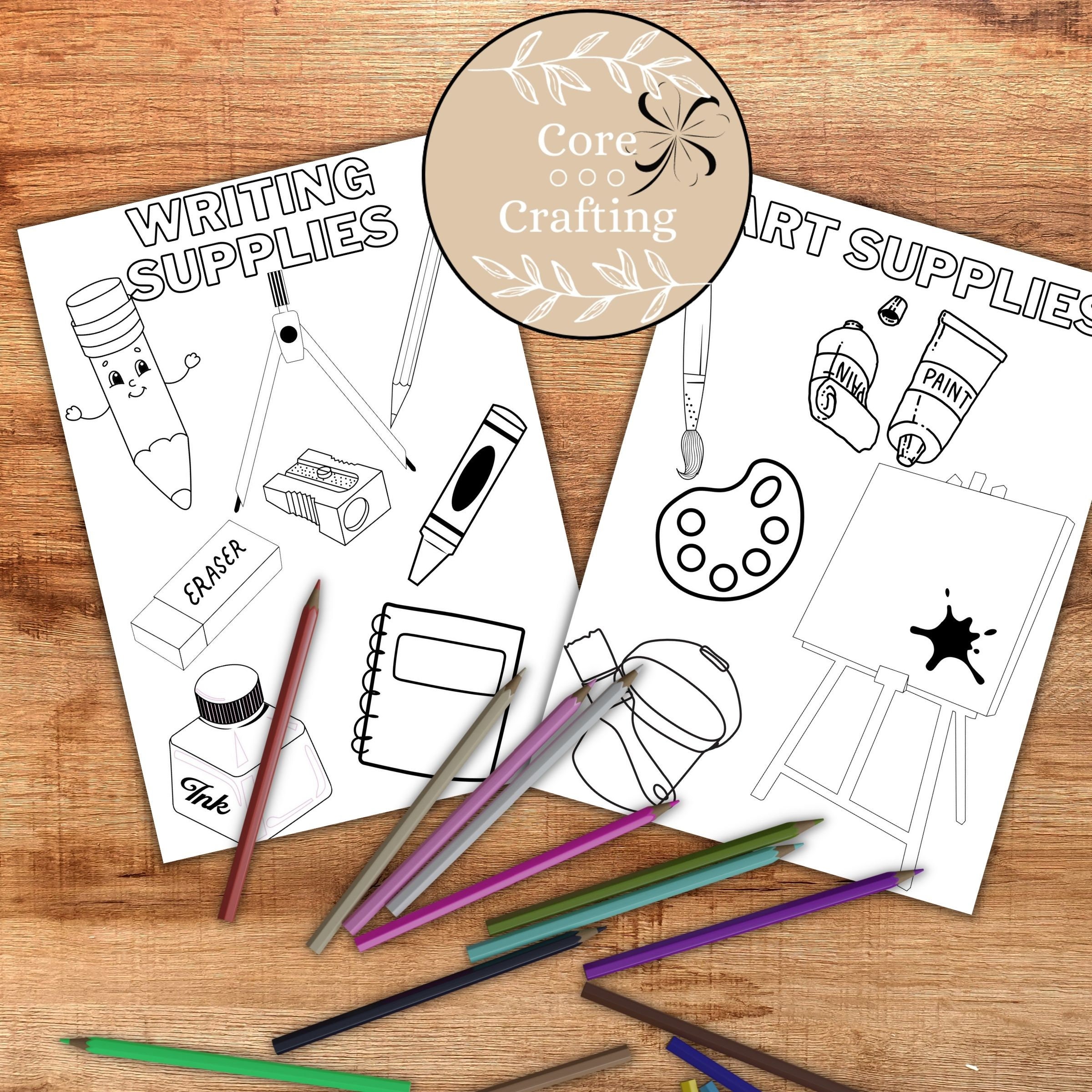 Back to School Coloring Pages Sheets School Supplies Printable Kids ...