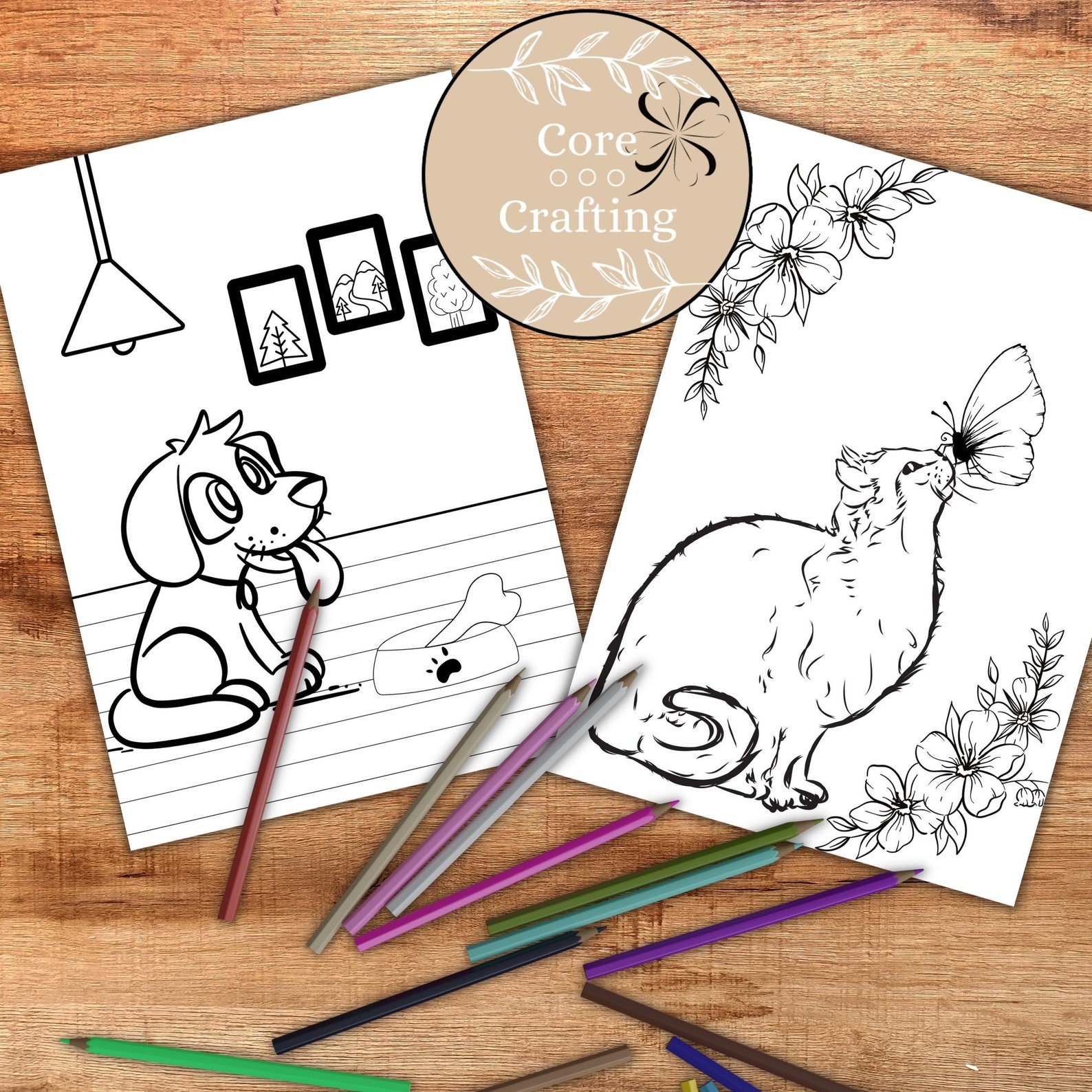 Printable Kids Animal Coloring Pages Sheets Dog Cat Coloring Toddlers ...