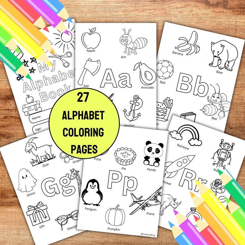 Alphabet Coloring Pages Printable Activity Book Worksheets Kindergarten ...