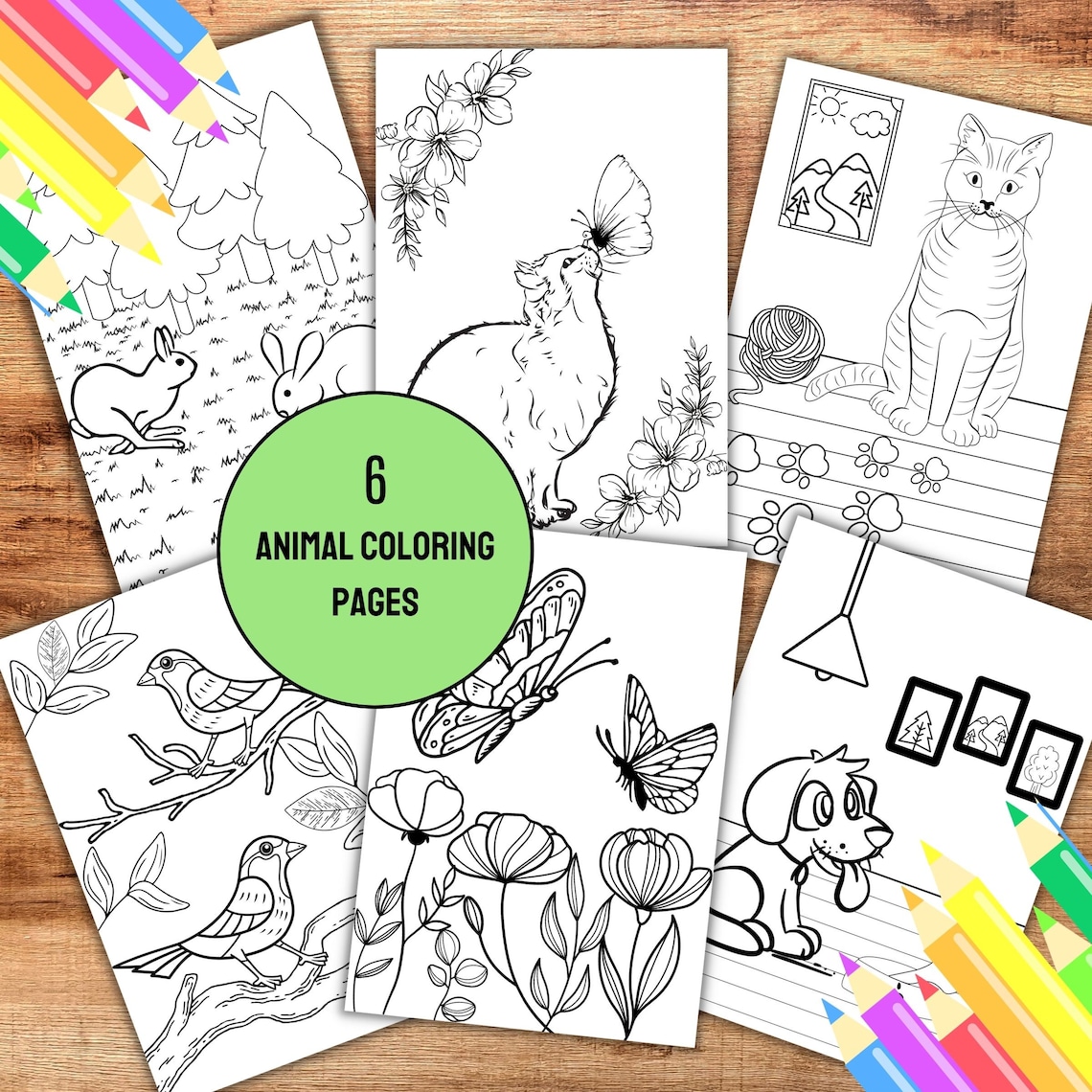 Printable Kids Animal Coloring Pages Sheets Dog Cat Coloring Toddlers ...