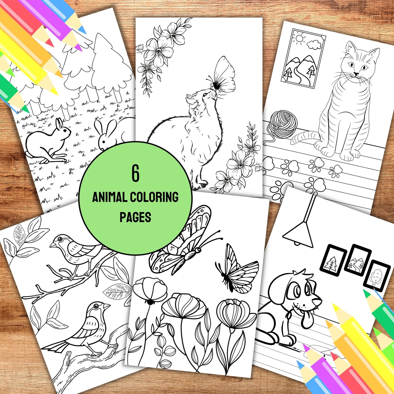 Printable Kids Animal Coloring Pages Sheets Dog Cat Coloring Toddlers ...