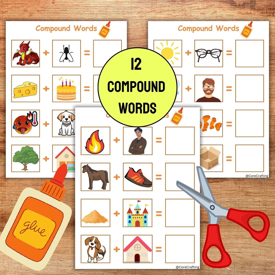 Compound Words Activity Sheet Worksheet Printable Cut Glue Preschool ...