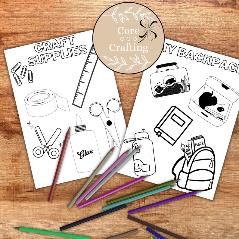 Back to School Coloring Pages Sheets School Supplies Printable Kids ...