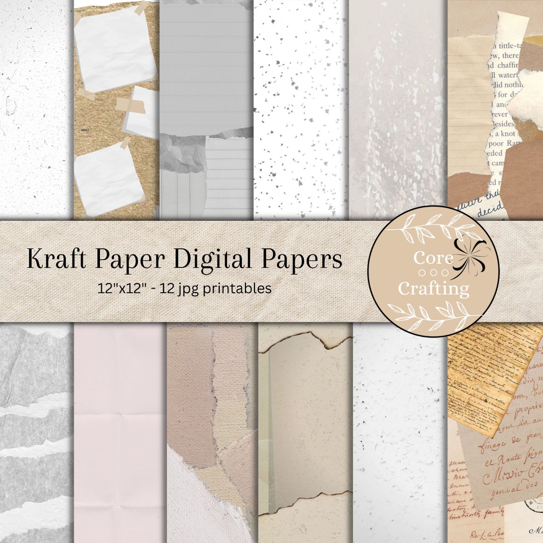 Kraft Paper Texture Pieces Pattern Background Digital Paper - Etsy