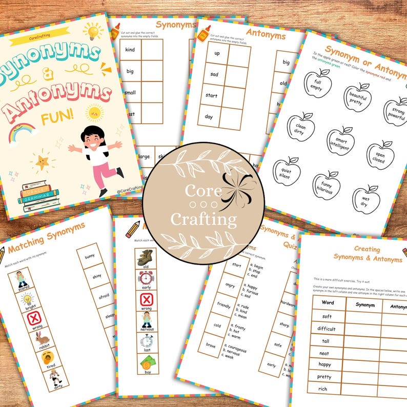Synonyms and Antonyms Activity Sheets: Printable Worksheets (digital ...