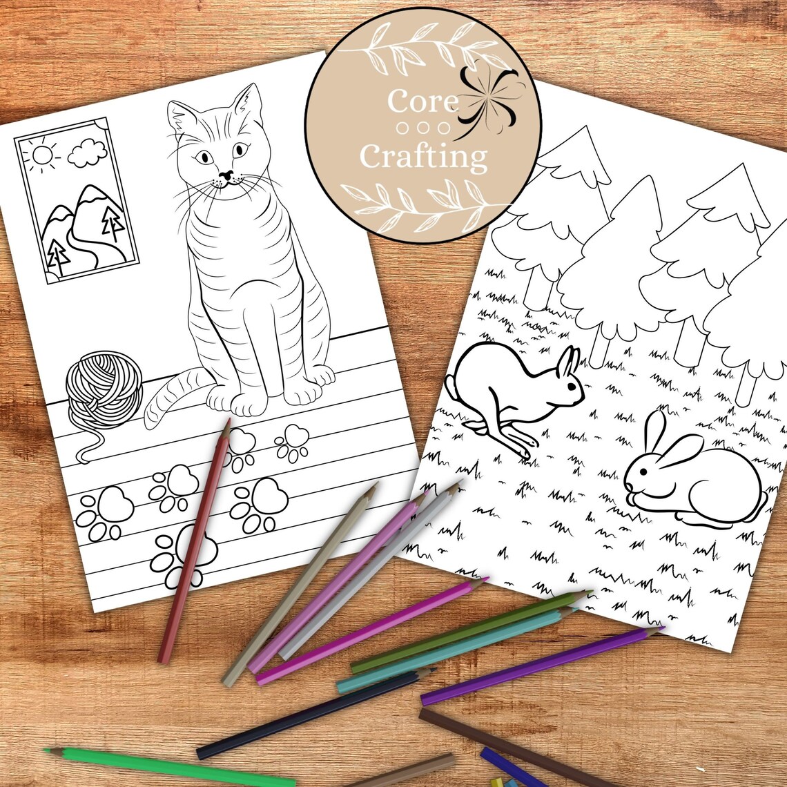 Printable Kids Animal Coloring Pages Sheets Dog Cat Coloring Toddlers ...