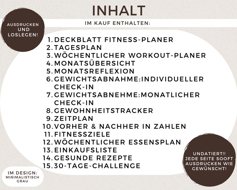 Fitnessplaner Deutsch Workoutplan Trainingstagebuch Logbuch - Etsy.de