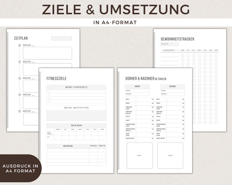 Fitnessplaner Deutsch Workoutplan Trainingstagebuch Logbuch - Etsy.de