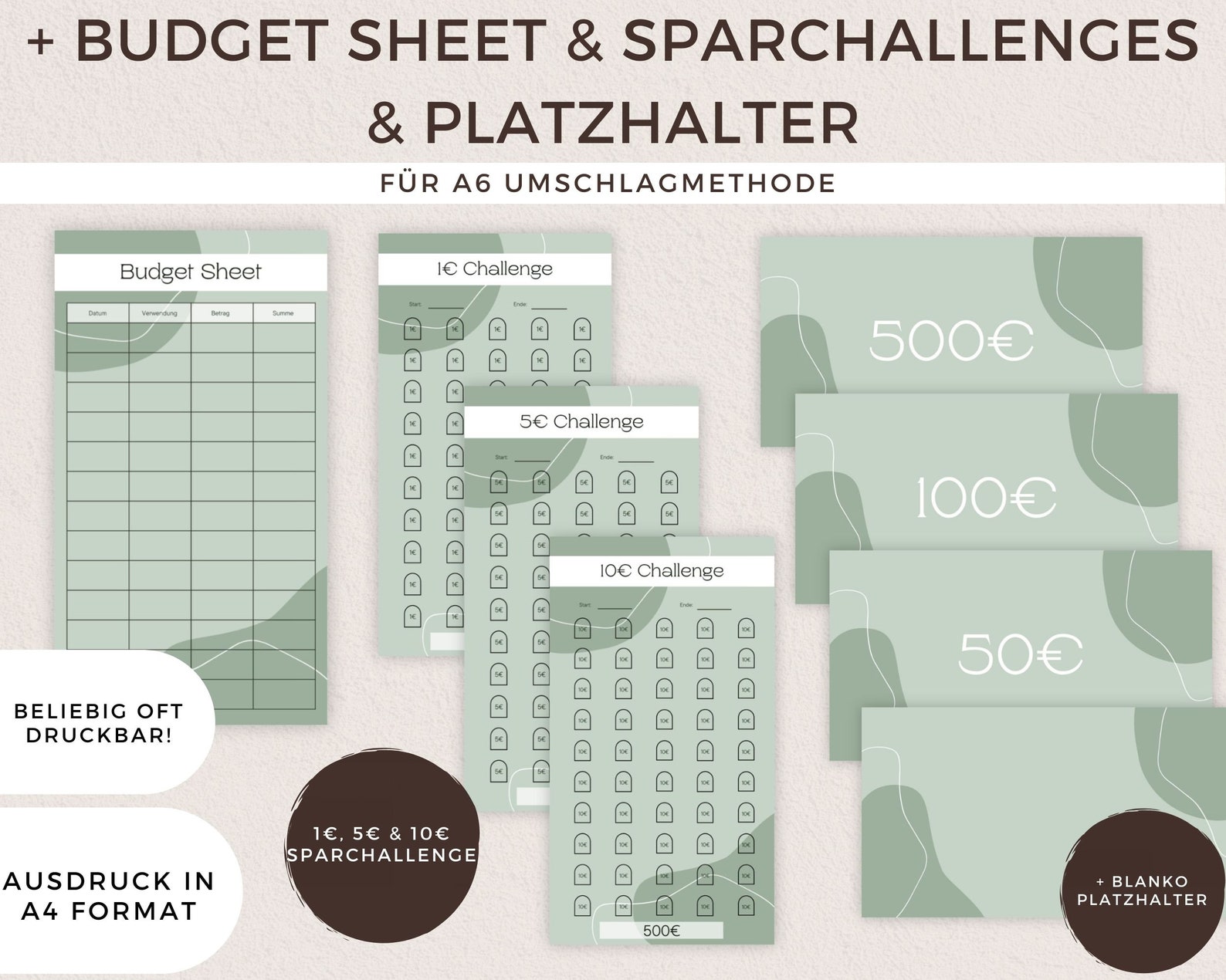 45 Dashboards Covers + Budget Tracker Planner A6 German Cashstuffing ...