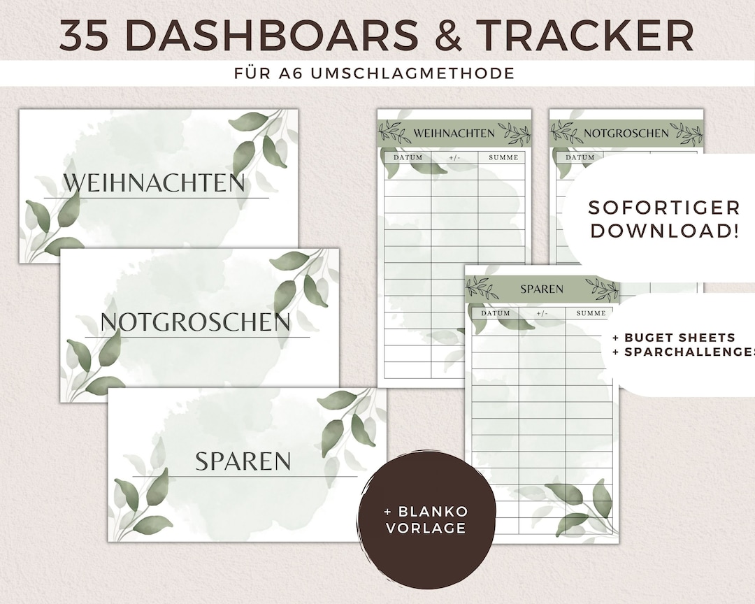 35 Dashboards / Covers Budget Tracker Planner A6 German Cash - Etsy