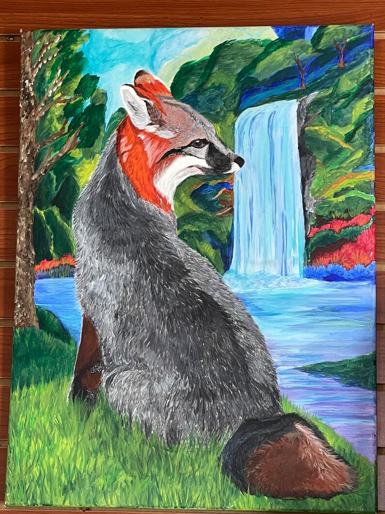 Grey Fox Painting half Pint - Etsy