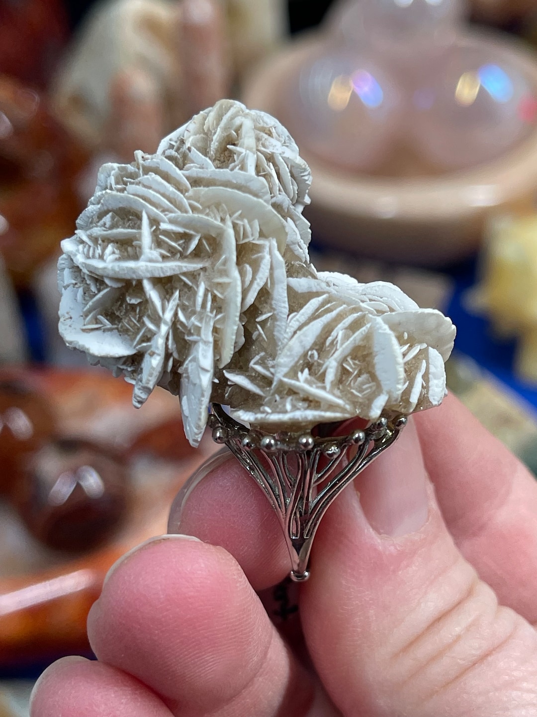 Desert Rose Specimen Statement Ring Jewelry Adjustable Ring Selenite ...