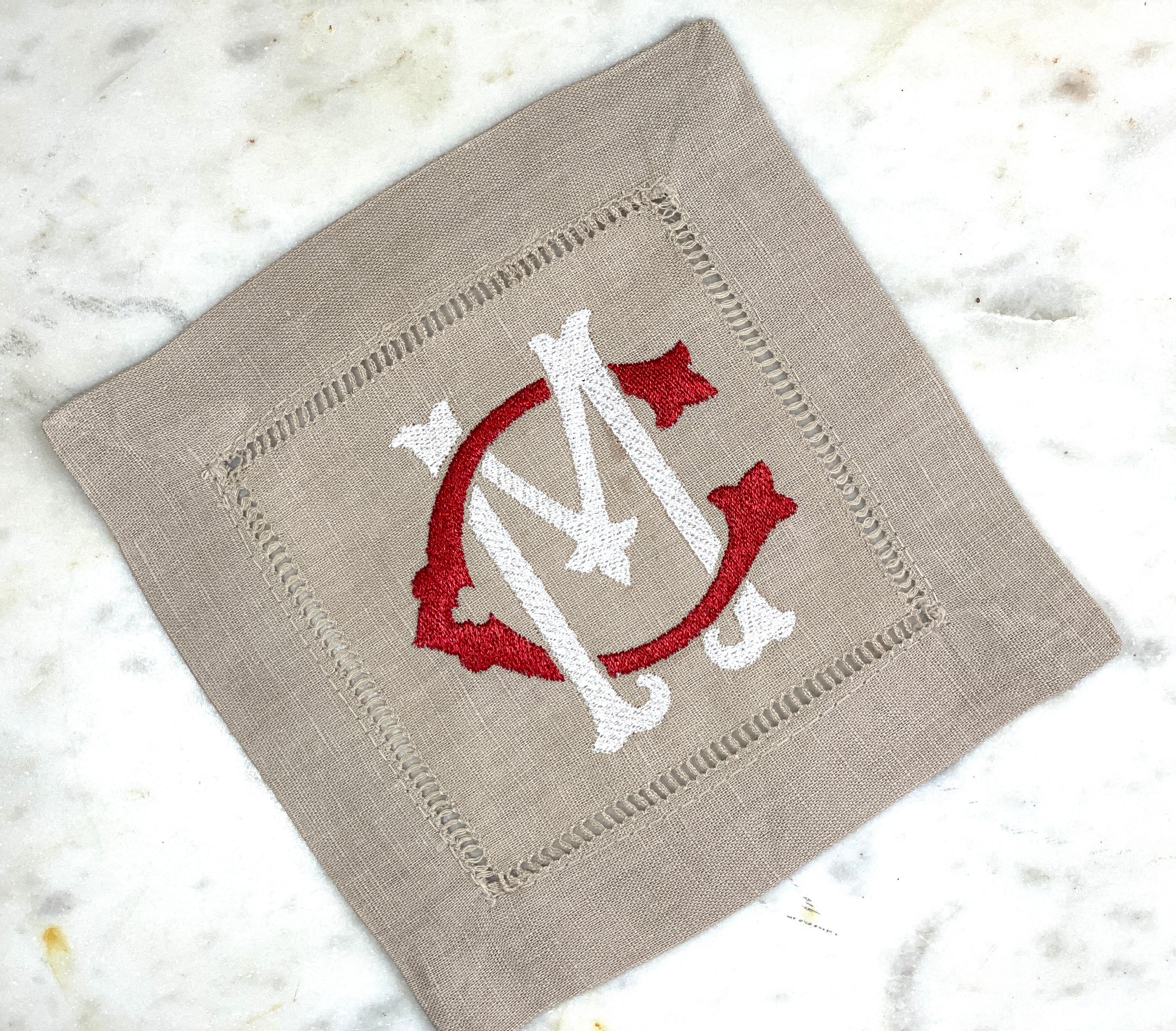 Interlocking Initial Cocktail Napkins Wedding Gift for Couples Custom ...