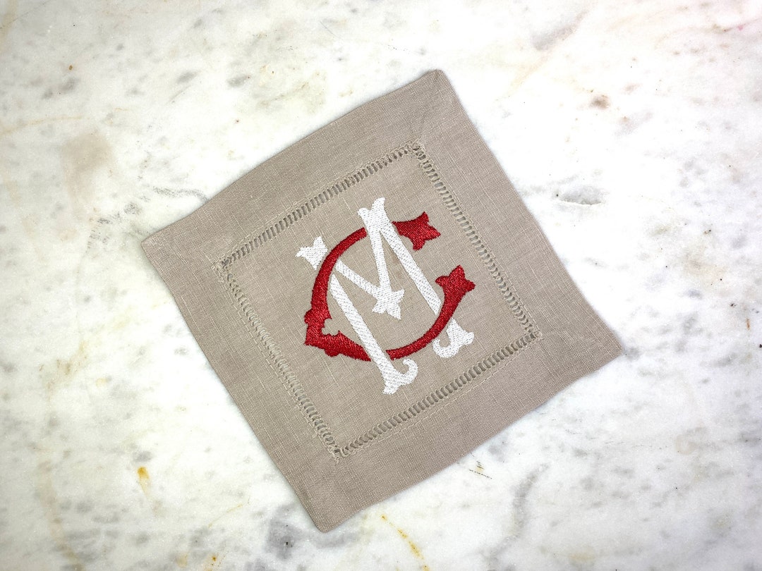 Interlocking Initial Cocktail Napkins | Wedding Gift for Couples ...