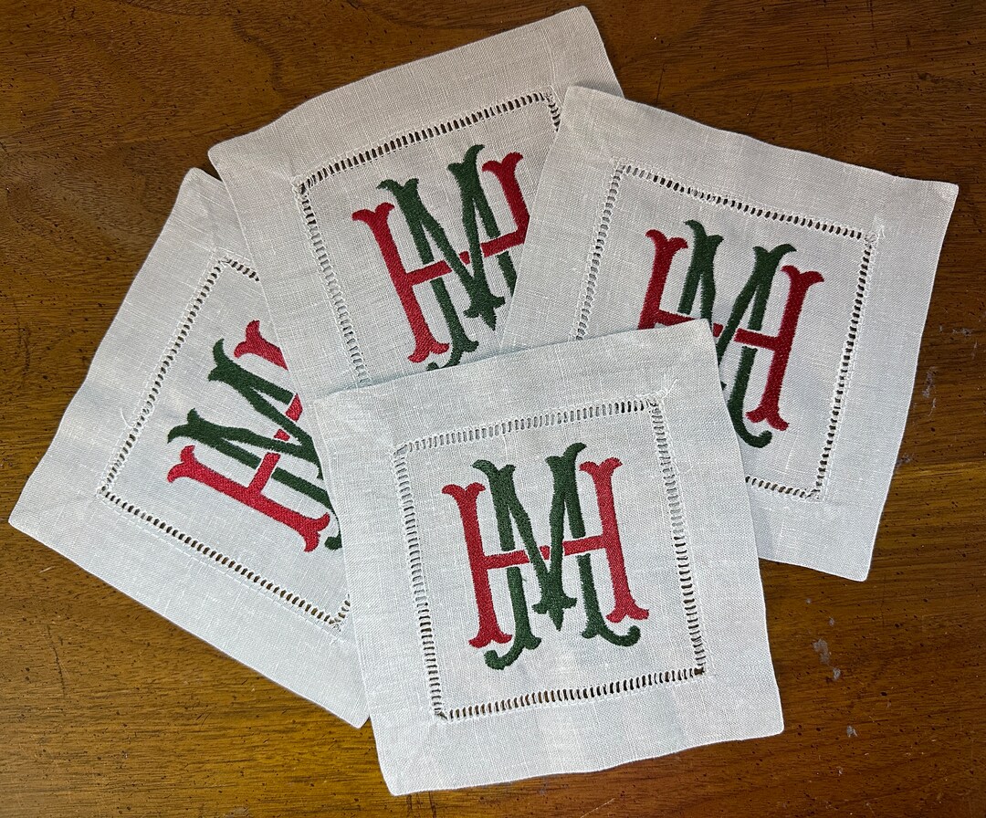 Interlocking Initial Cocktail Napkins | Wedding Gift for Couples ...