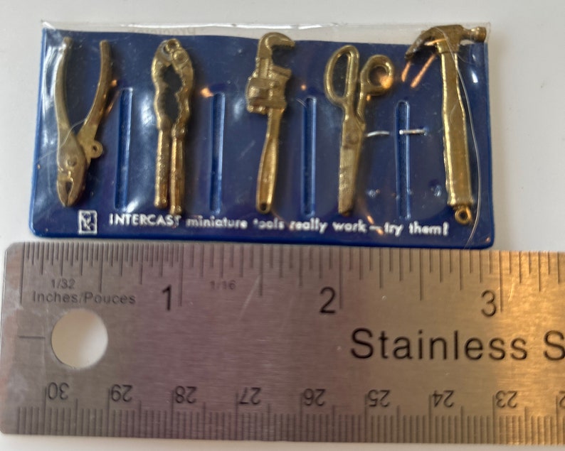 Intercast 6 Piece Miniature Tool Charm Set Vintage, Gold Tone sold in ...
