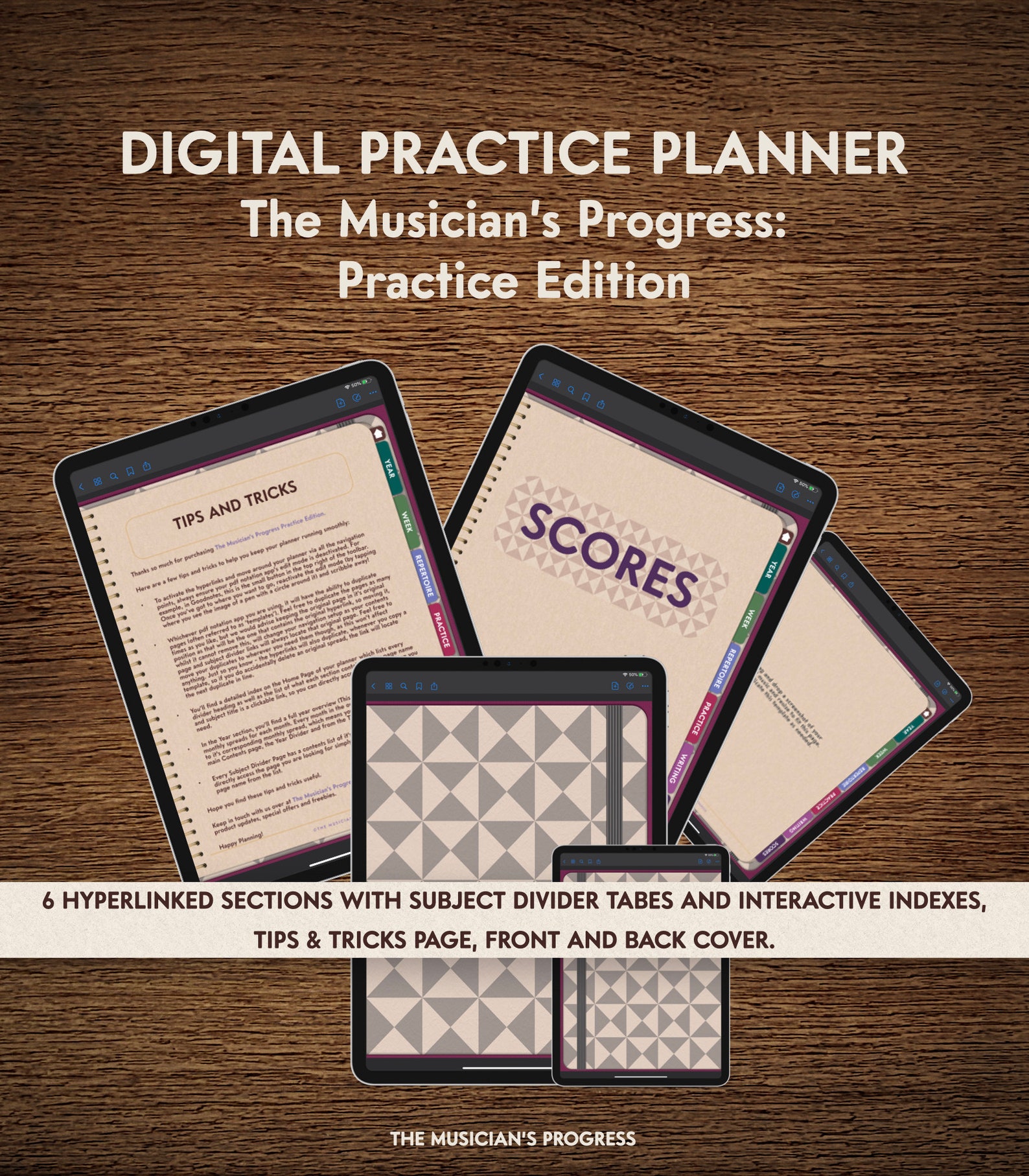 Digital Music Planner Hyperlinked Tabs, Interactive Divider Menus for ...