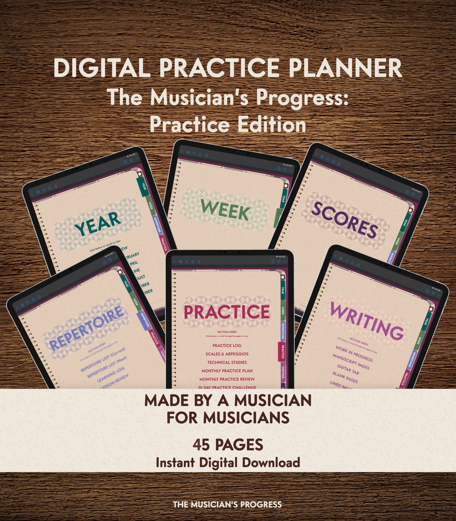 Digital Music Planner Hyperlinked Tabs, Interactive Divider Menus for ...