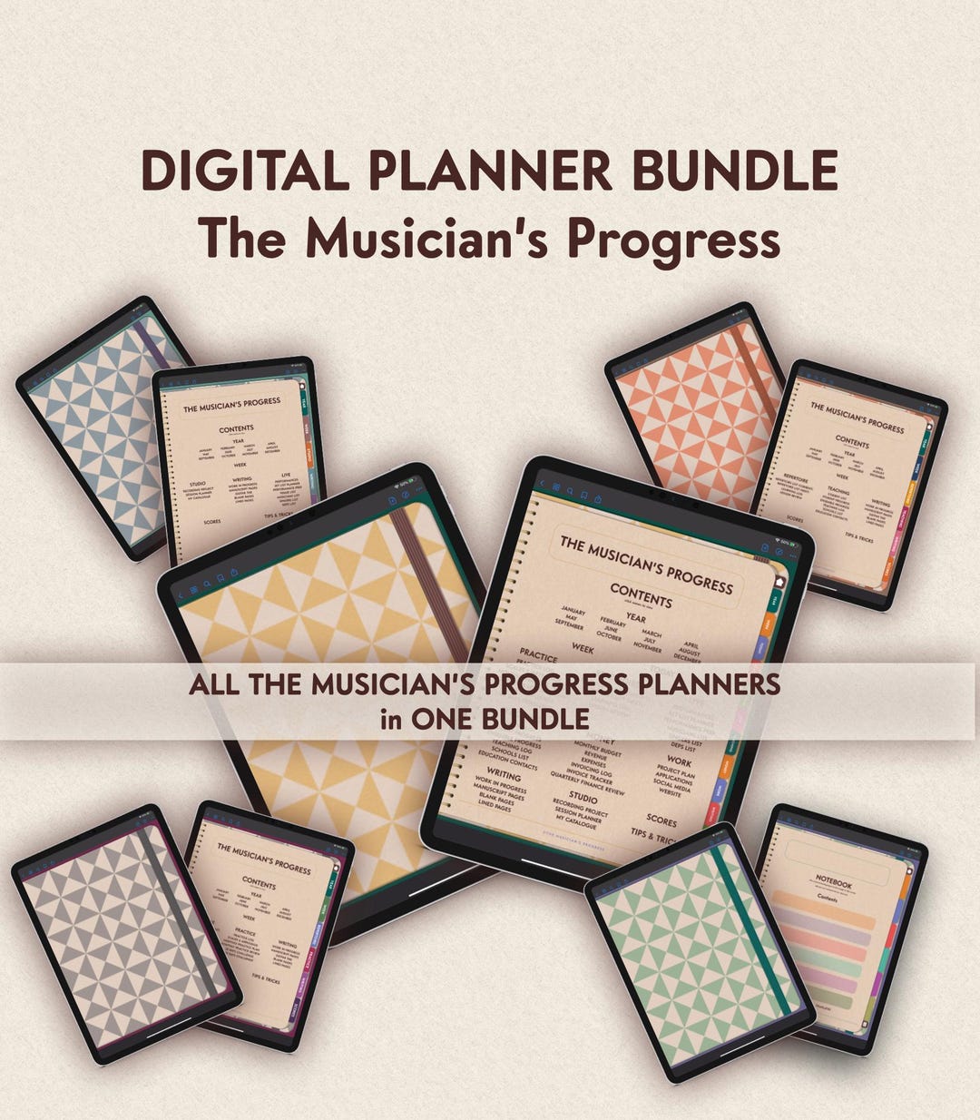 Digital Music Planner Bundle: 5-in-1 for Musicians, Teachers, Composers ...