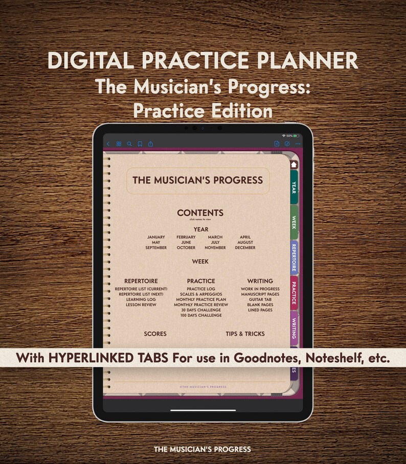 Digital Music Planner Hyperlinked Tabs, Interactive Divider Menus for ...