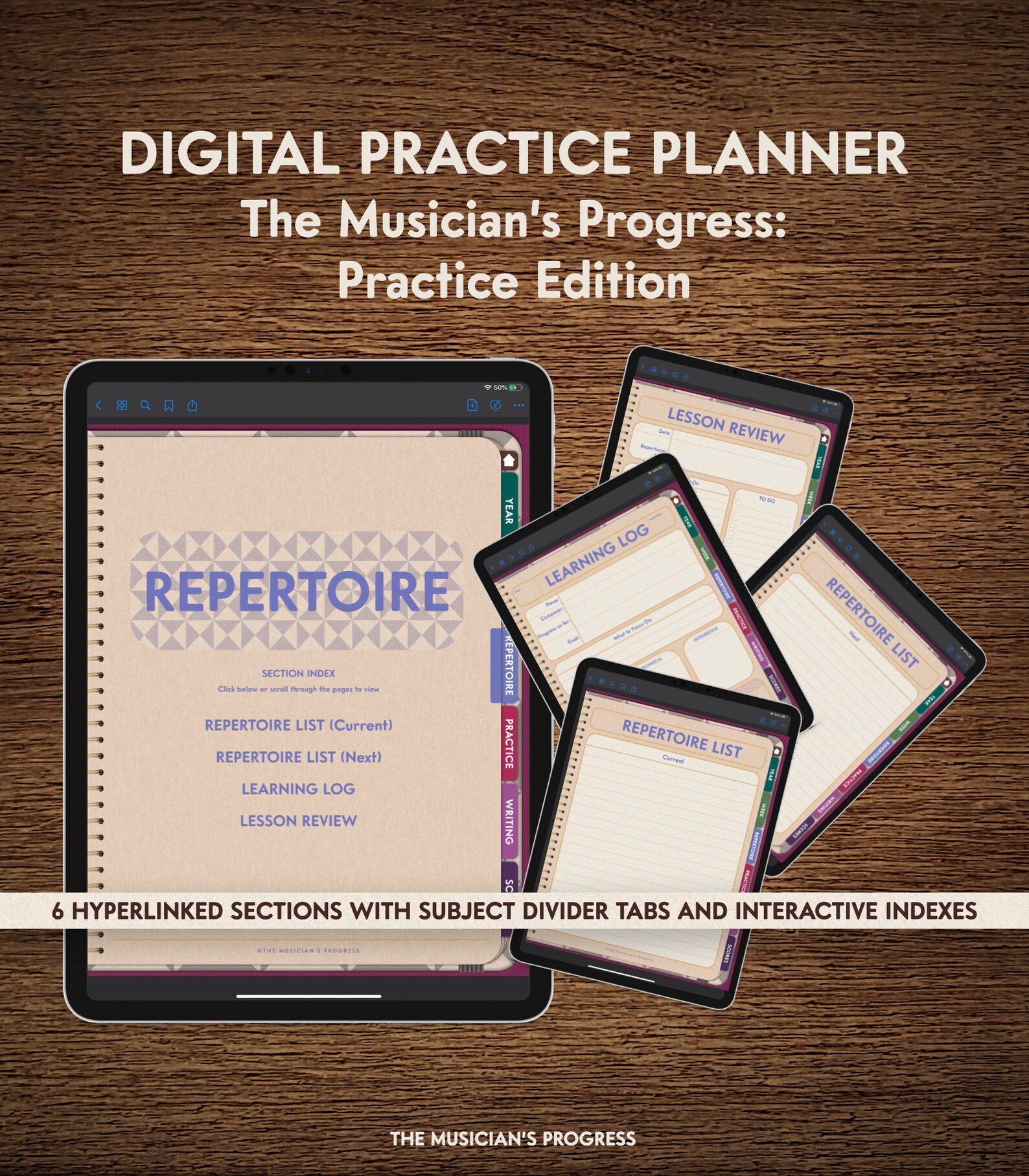 Digital Music Planner Hyperlinked Tabs, Interactive Divider Menus for ...