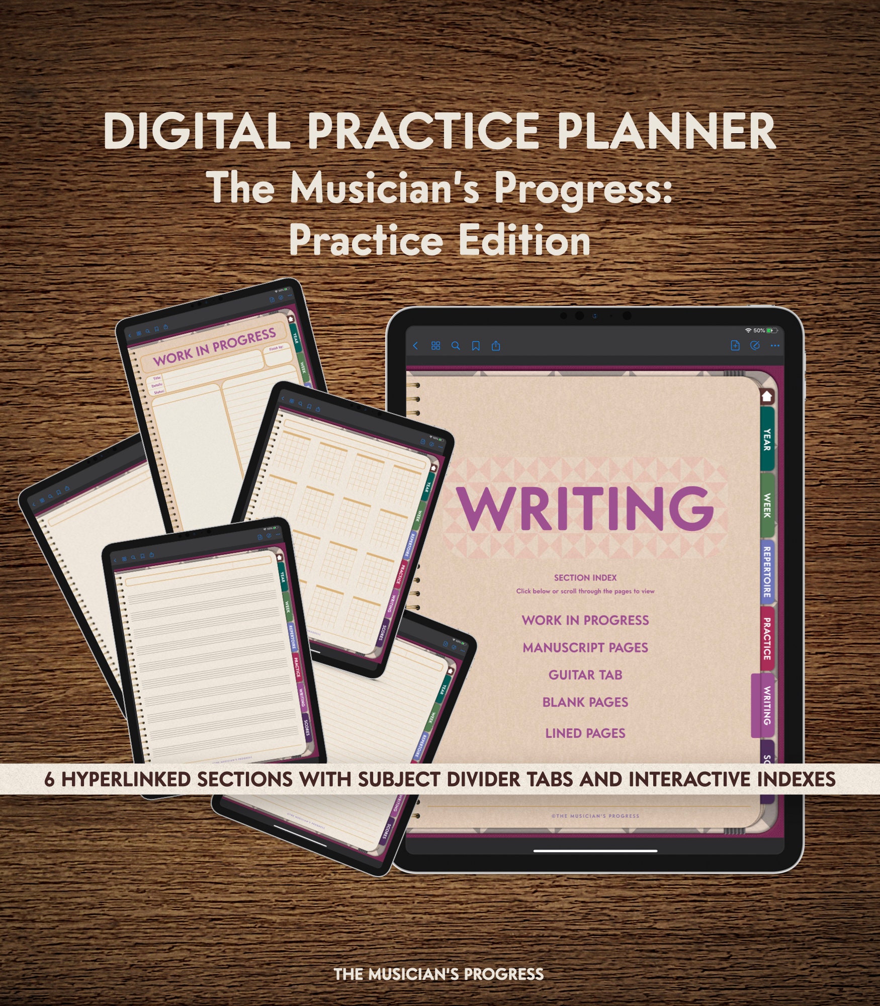 Digital Music Planner Hyperlinked Tabs, Interactive Divider Menus for ...