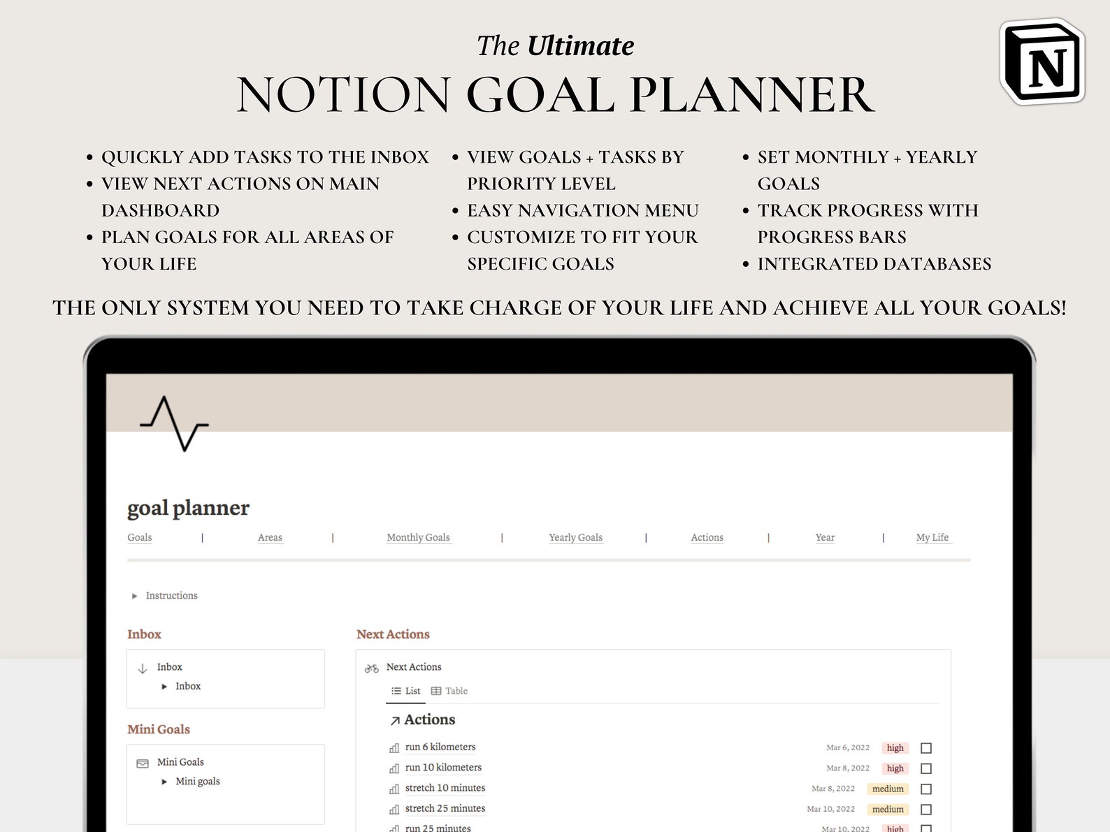 Notion Goal Planner Template Notion 2023 Goal Planner Digital Goal ...